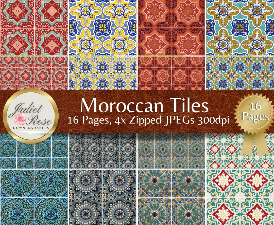 Moroccan Tiles -seamless Patterns - Digital Download. for Scrapbooking ...