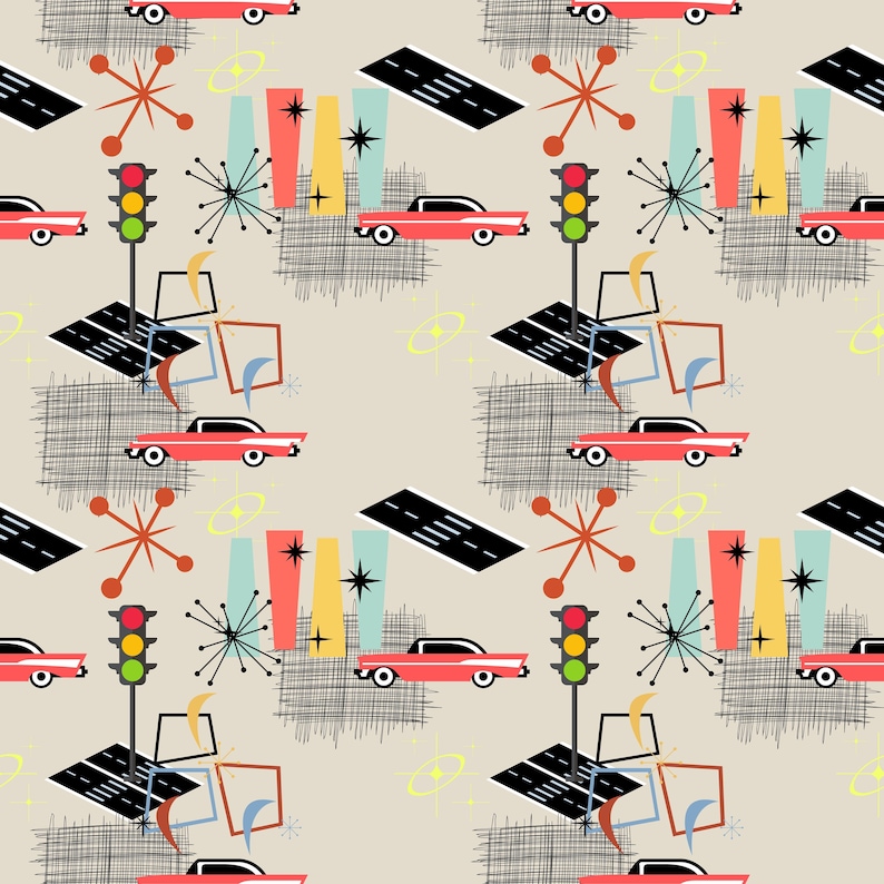 1950s Vintage Wallpaper Patterns, Retro Seamless Designs (digital ...