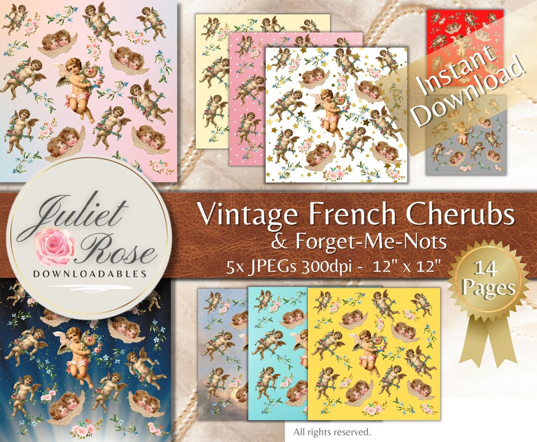 Cherubs, Angelic French Papers, Collage, Decoupage, Commercial Use ...