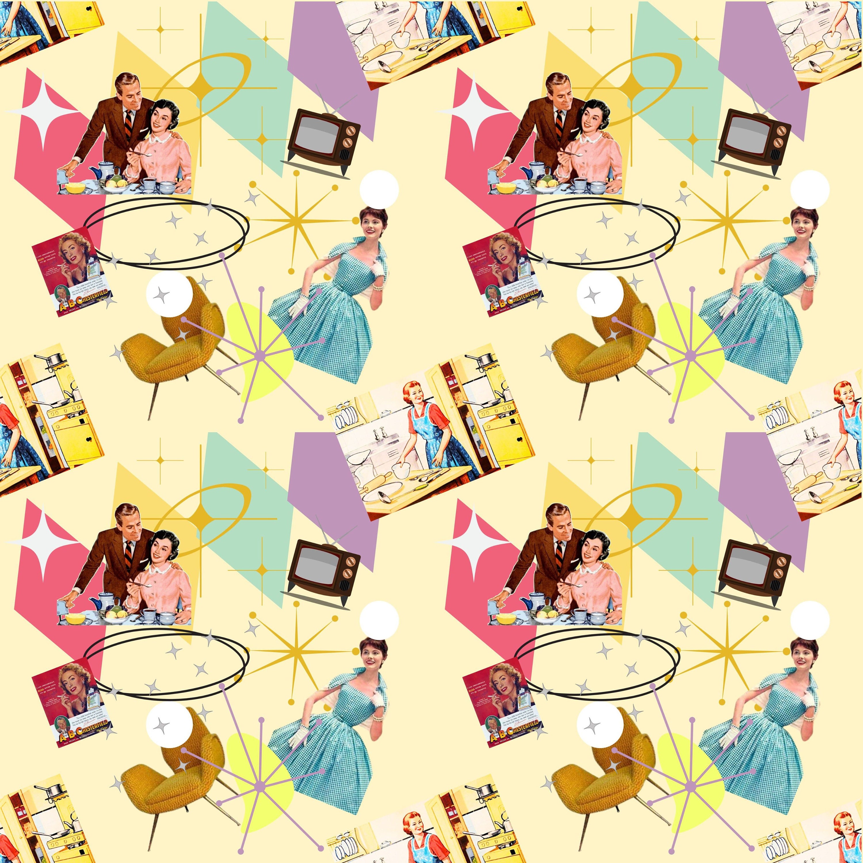1950s Vintage Wallpapers for Download, Seamless Patterns Original ...