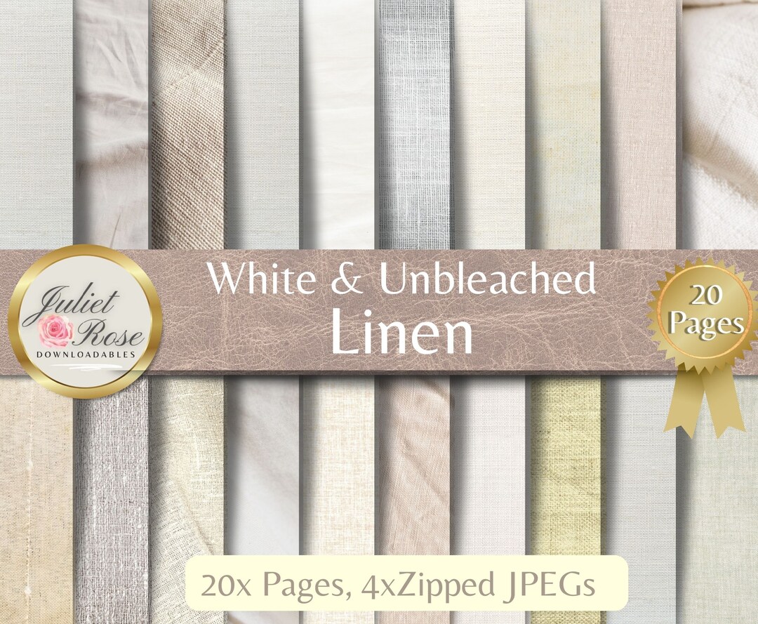 White and Unbleached Linen - 20x Instant Digital Download Pages - for ...