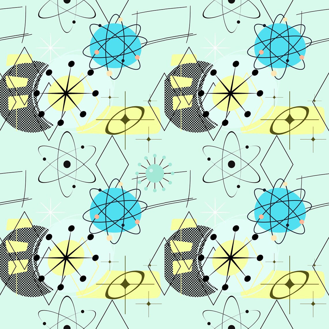 1950s Vintage Wallpapers for Download, Seamless Patterns Original ...