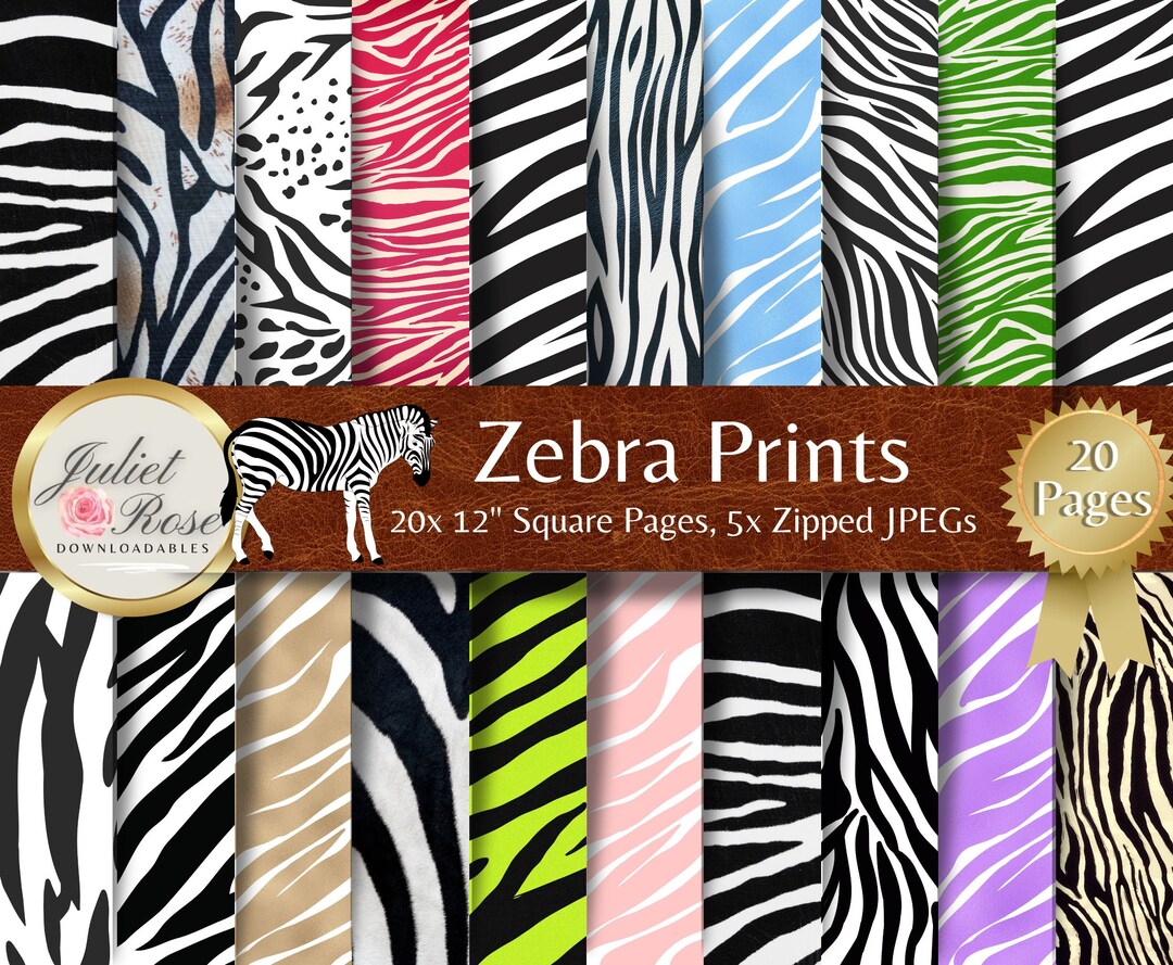 Zebra Print Paper Pack - Scrapbook, Collage, and Journals (digital ...