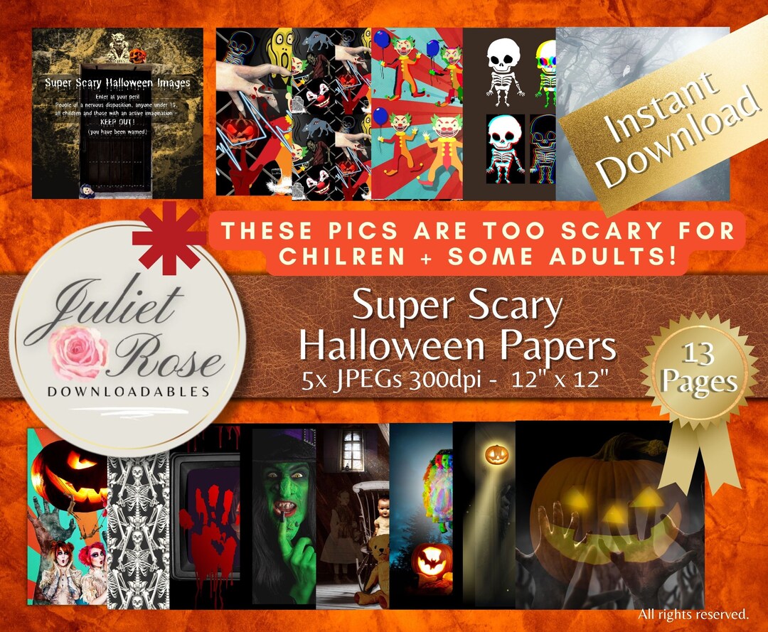 Super Scary Halloween Scrapbook Papers - Collage, Junk Journal (digital ...