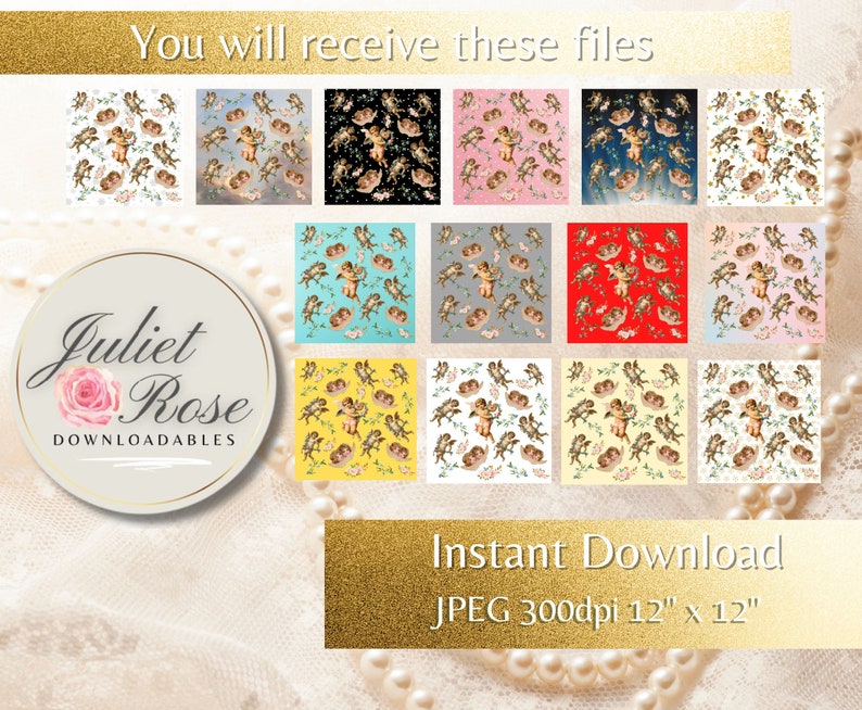 Cherubs, Angelic French Papers, Collage, Decoupage, Commercial Use ...