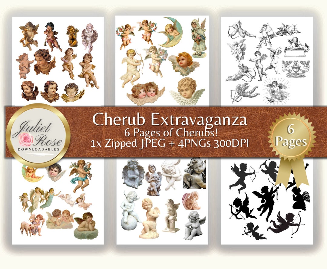 Cherub Extravaganza - 6 Pages of Digital Vintage and Modern Cherubs for ...