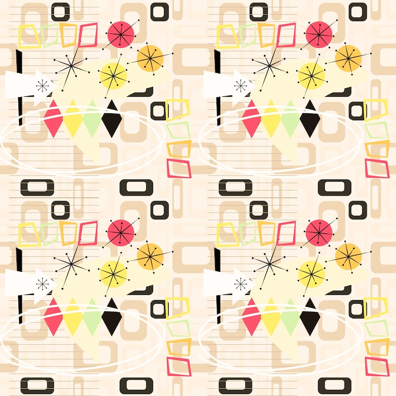 1950s Vintage Wallpapers for Download, Seamless Patterns Original ...