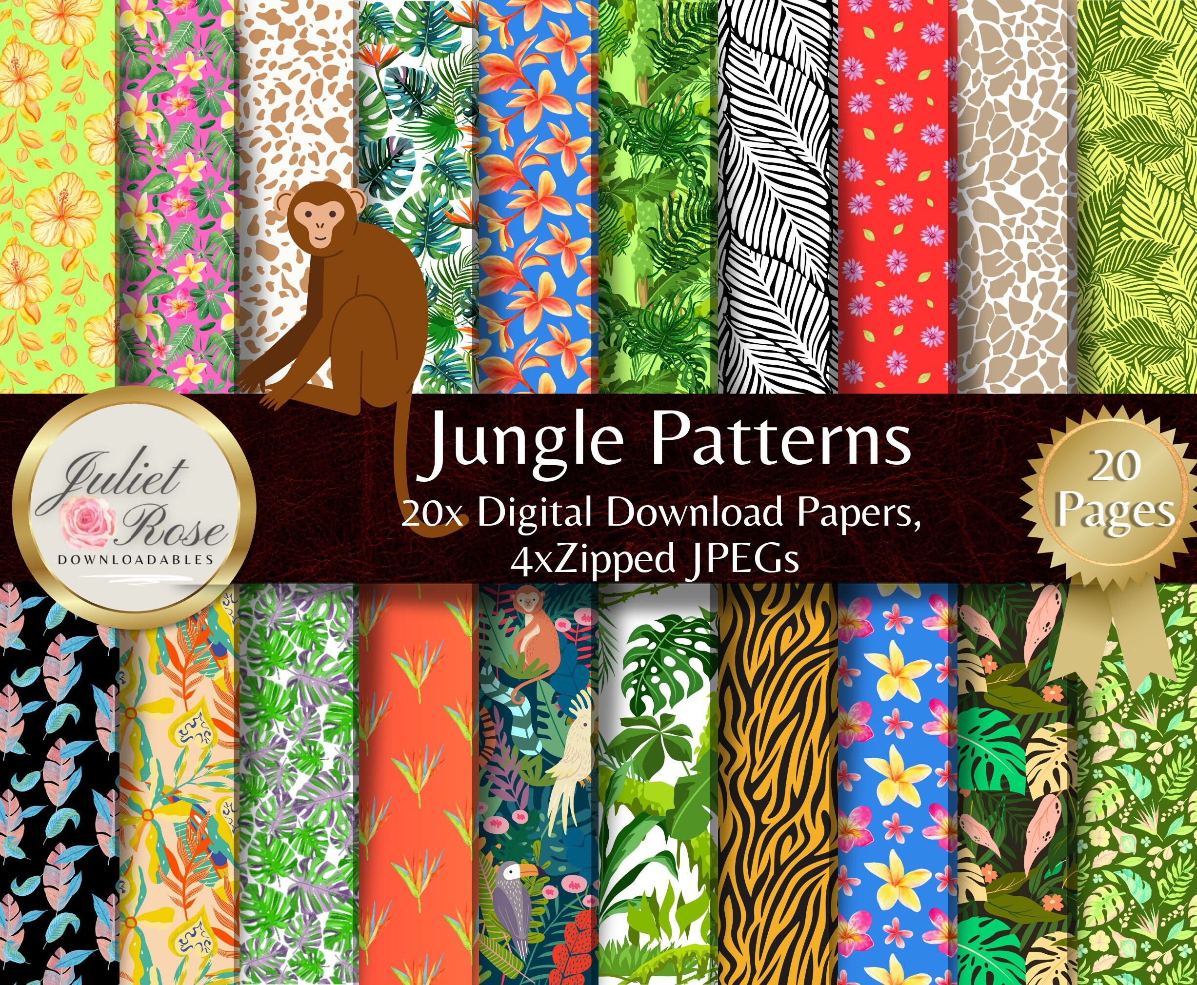 Jungle Patterns, 20x Digital Download Papers for Scrapbooks, Layouts ...