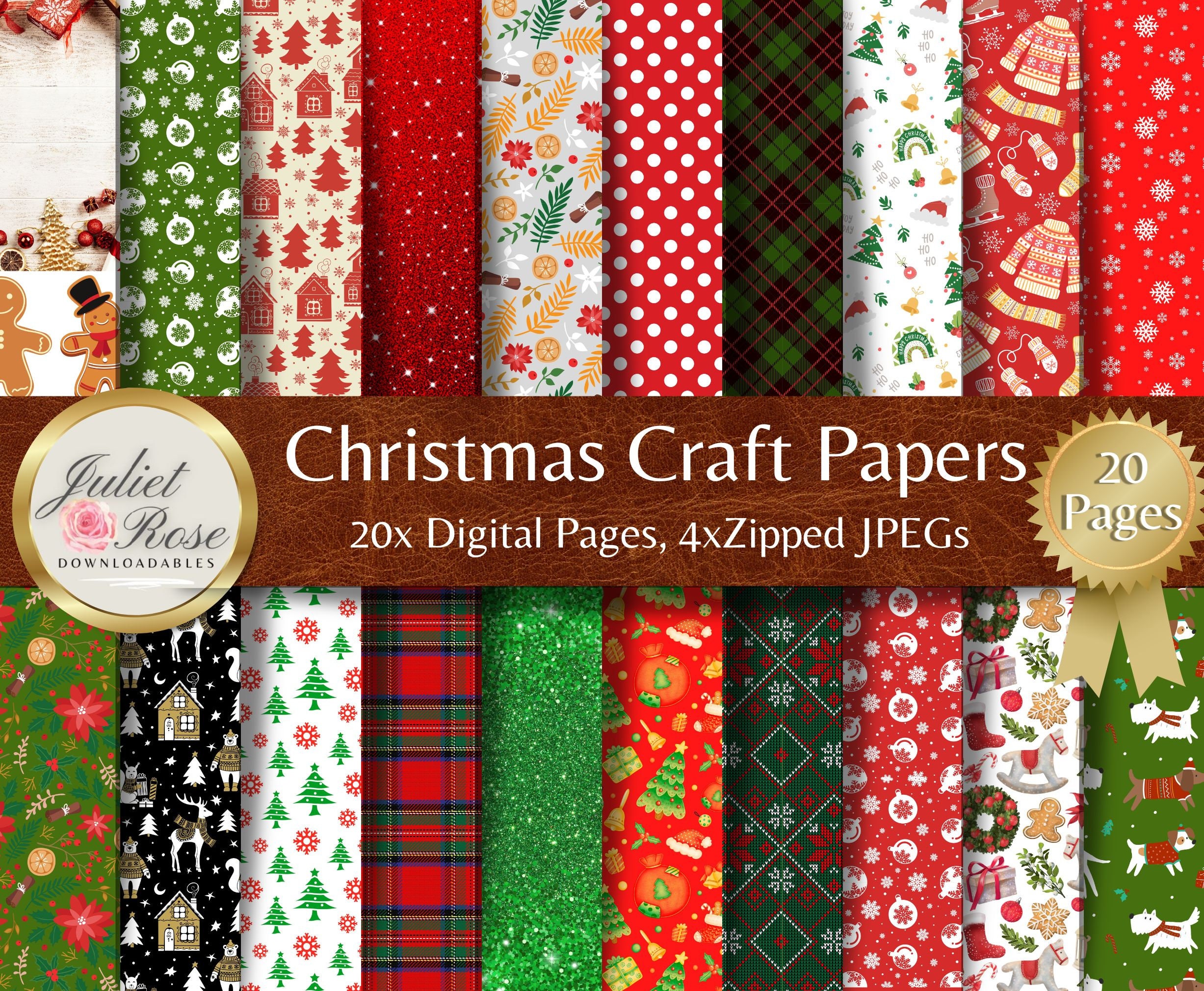 20x Christmas Scrap Paper and Patterns, for Use With Junk Journals ...