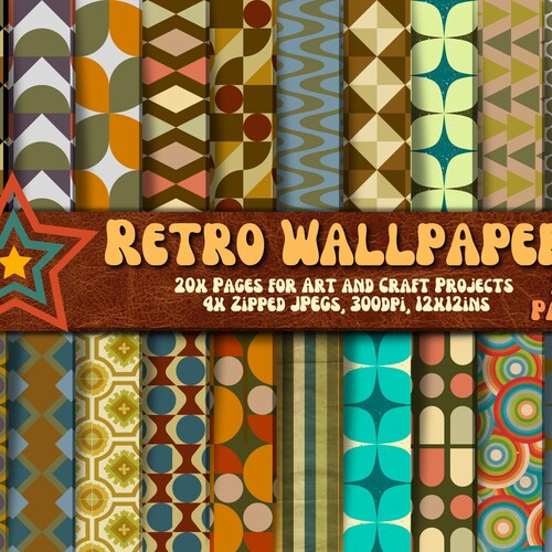 Retro Wallpapers 70s Seventies Wallpapers 1970s Perfect - Etsy