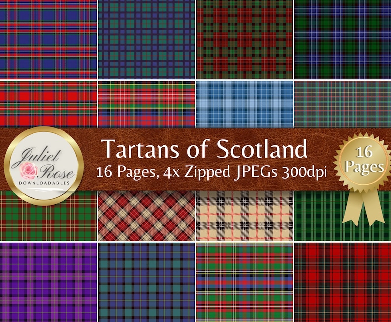 Scottish Tartan Seamless Patterns – 19 Pages, Collage, Scrapbook ...