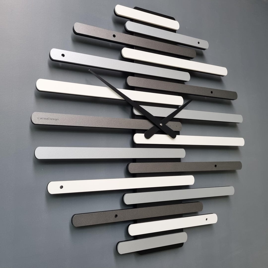 Modern Large Wall Clock - 60 Cm Diameter - Geometric Design With Custom ...