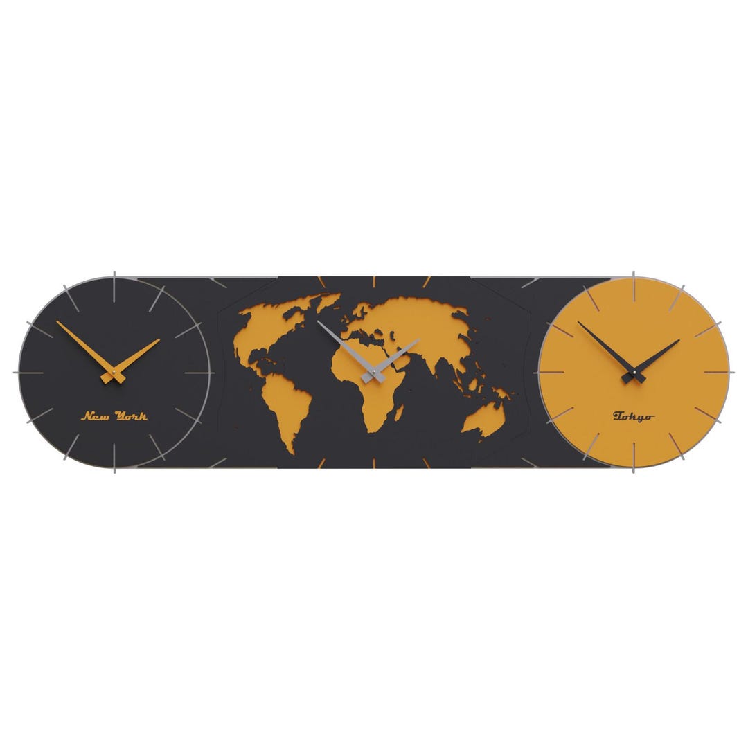 World Time Zone Wall Clock - Customizable Time Zones and Colors ...