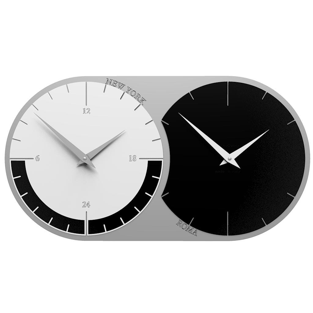 World Time Zone Wall Clock - Dual Time With 12-hour and 24-hour Dials ...
