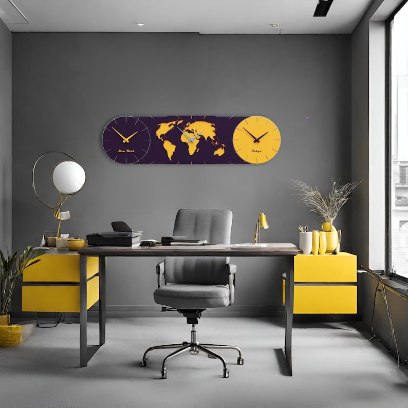 World Time Zone Wall Clock - Customizable Time Zones and Colors ...