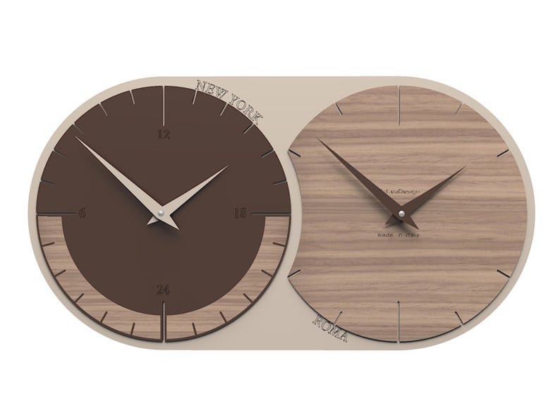 World Time Zone Wall Clock - Dual Time With 12-hour and 24-hour Dials ...