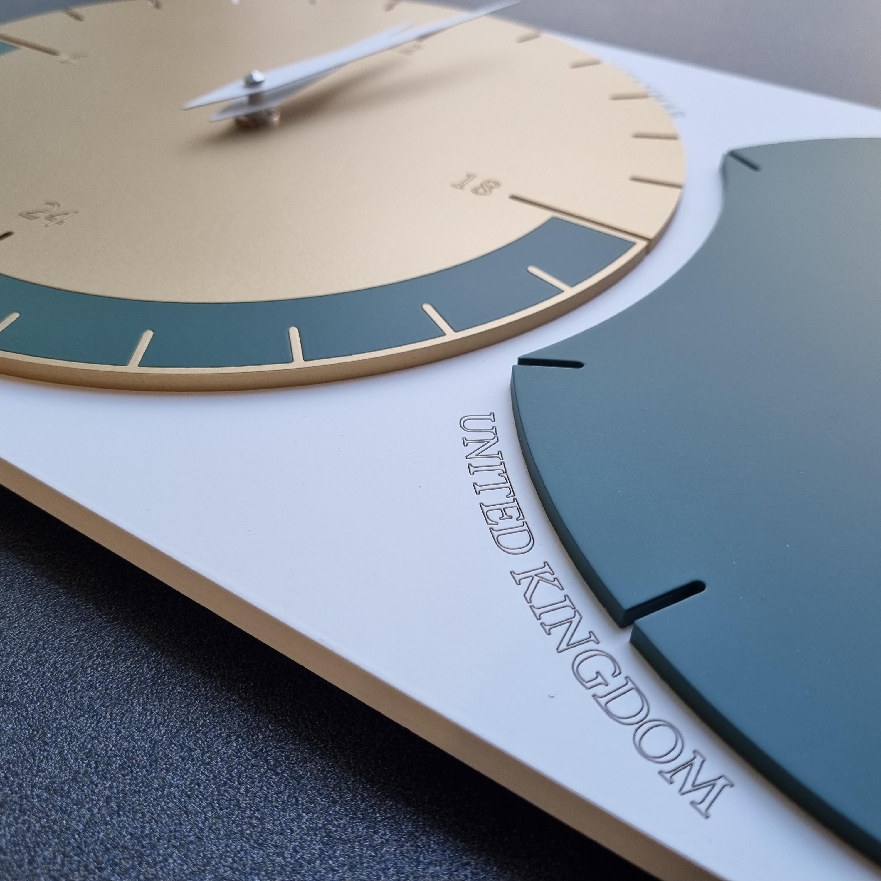 Dual Time Zone Wall Clock – Customizable 12/24 Hour Dials - Etsy