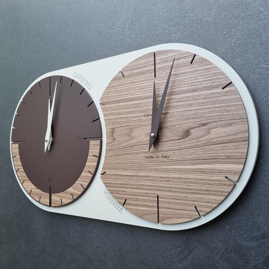 World Time Zone Wall Clock - Dual Time With 12-hour and 24-hour Dials ...