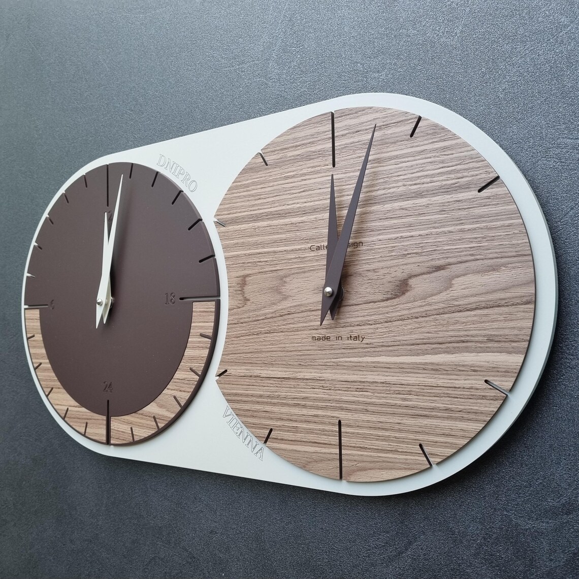World Time Zone Wall Clock - Dual Time With 12-hour and 24-hour Dials ...