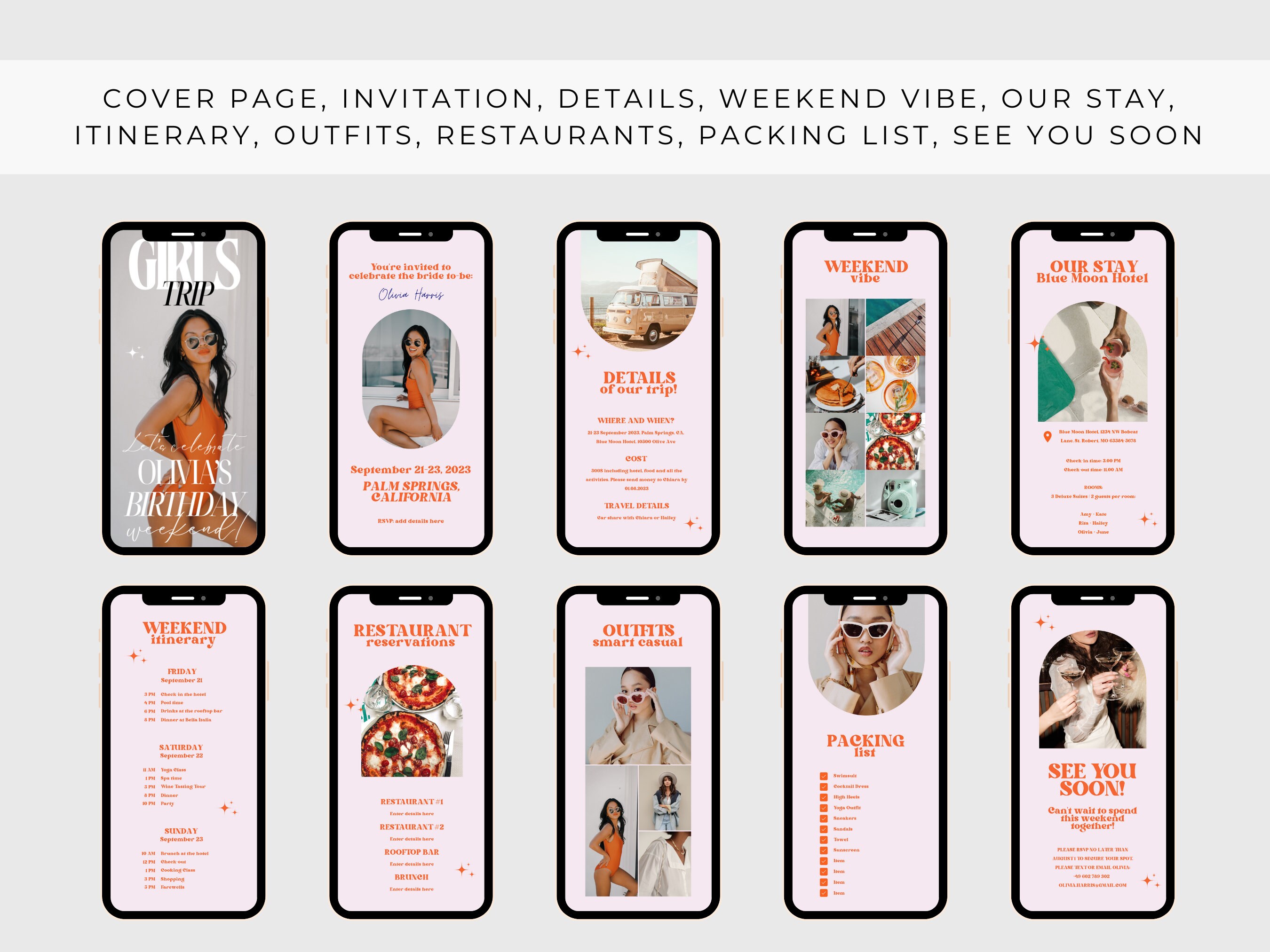 Girls Trip Itinerary Template Birthday Weekend Invite Birthday Party ...