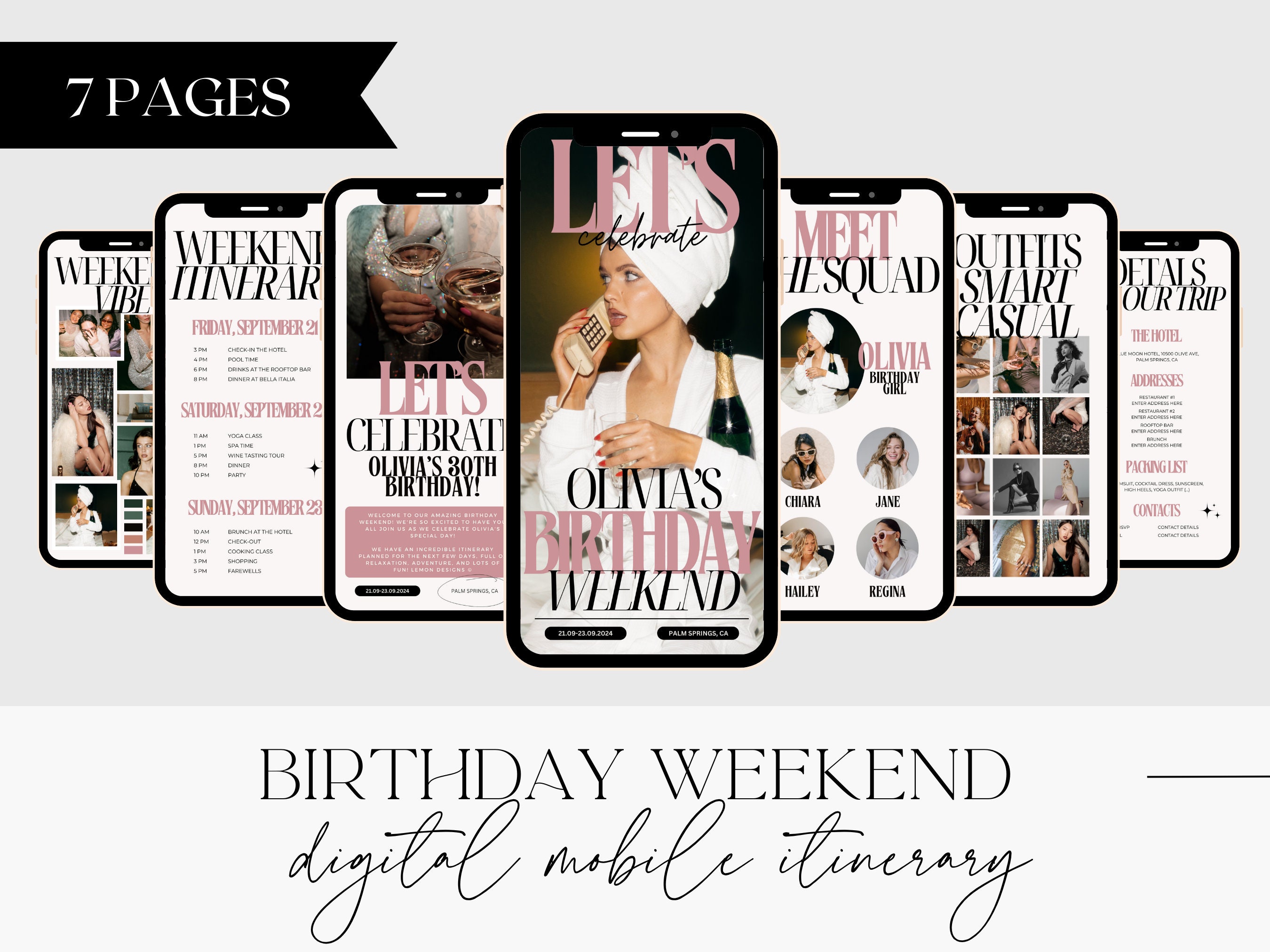 Birthday Weekend Itinerary Template | Girls Trip | Birthday Party ...
