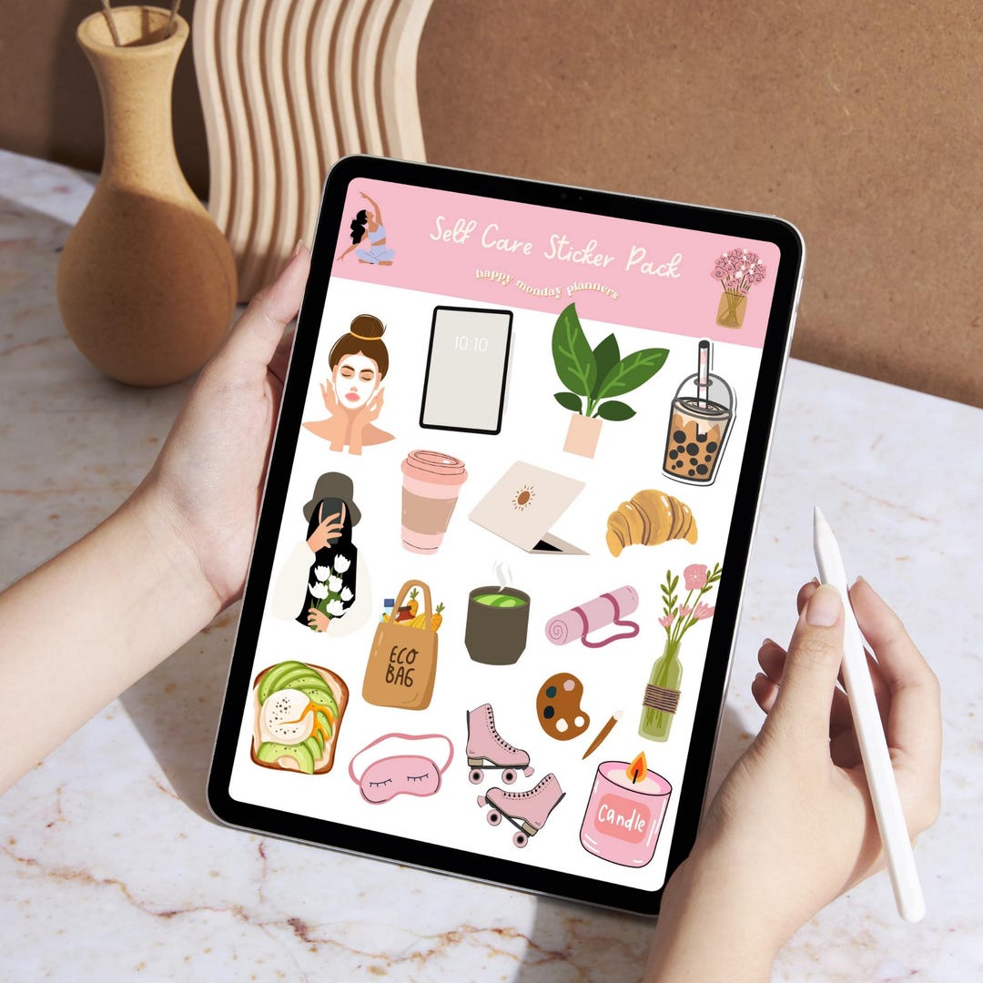 Aesthetic DIGITAL STICKERS Pack | Self Care Digital Stickers Goodnotes ...