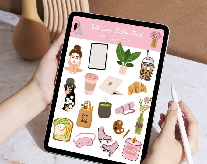 Aesthetic DIGITAL STICKERS Pack | Self Care Digital Stickers Goodnotes ...
