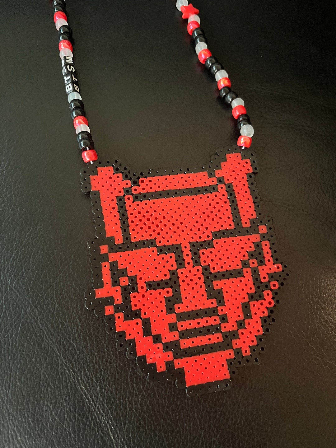 BTSM Black & Red Perler Necklace - Etsy
