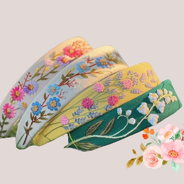 Embroidered Headband - Etsy
