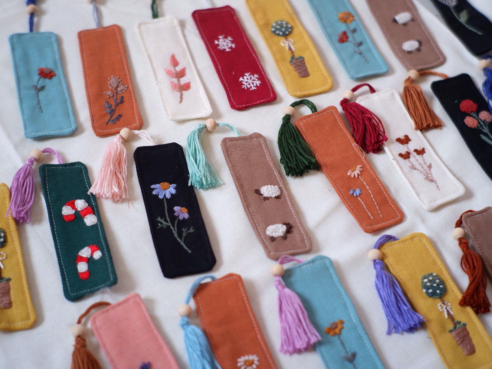 Embroidery Bookmark / Linen Embroidered Bookmarks / Handmade ...