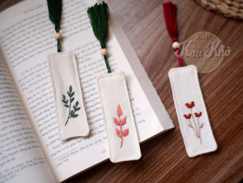 Embroidery Bookmark / Linen Embroidered Bookmarks / Handmade ...