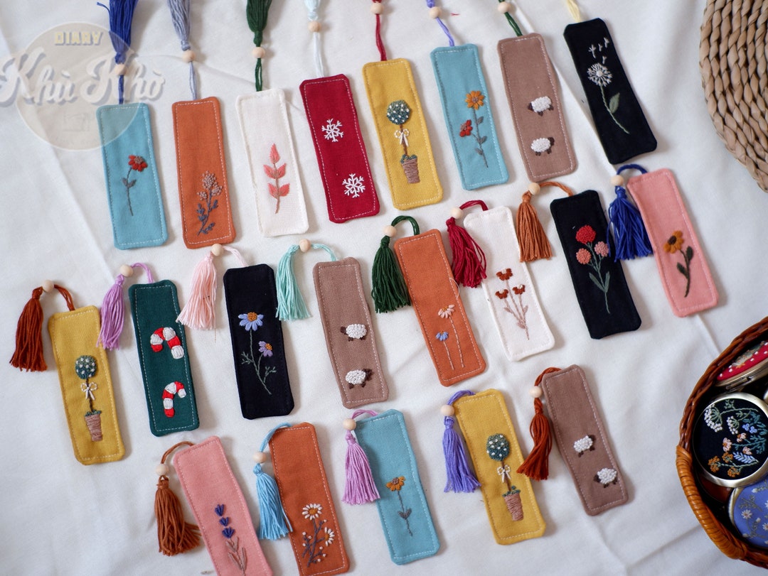 Embroidery Bookmark / Linen Embroidered Bookmarks / Handmade ...