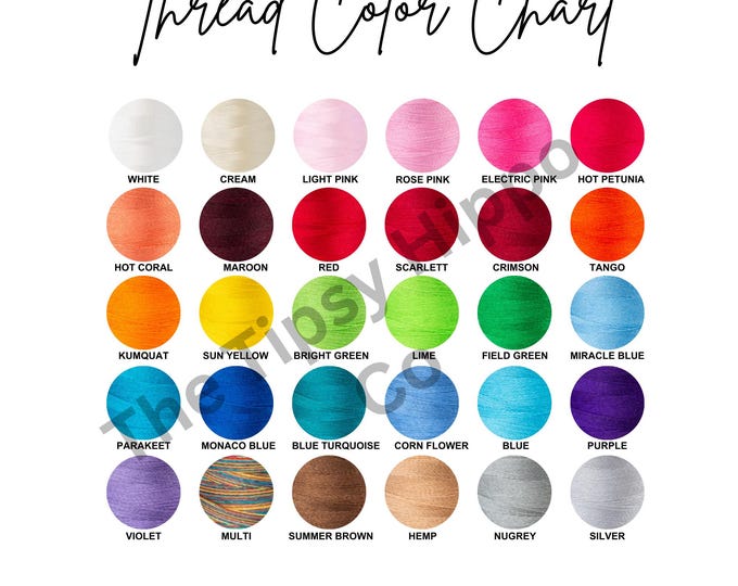 Embroidery Thread Color Chart Digital Download Color Swatch Printable ...
