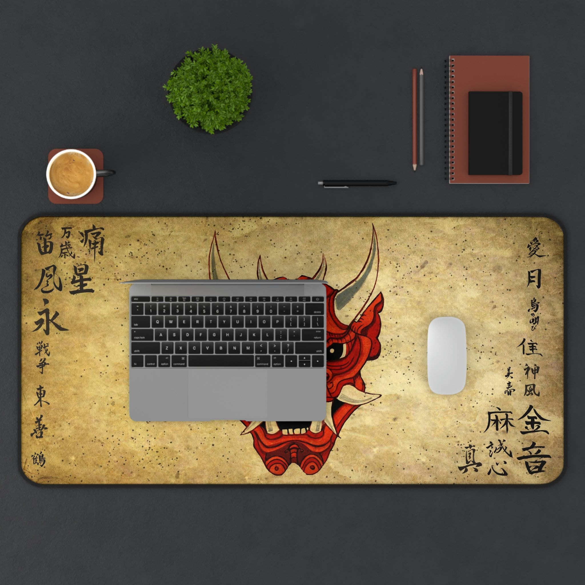 Large Gaming Mouse Pad, Oni Mask Anime Mouse Pad, Samurai Face Mask ...