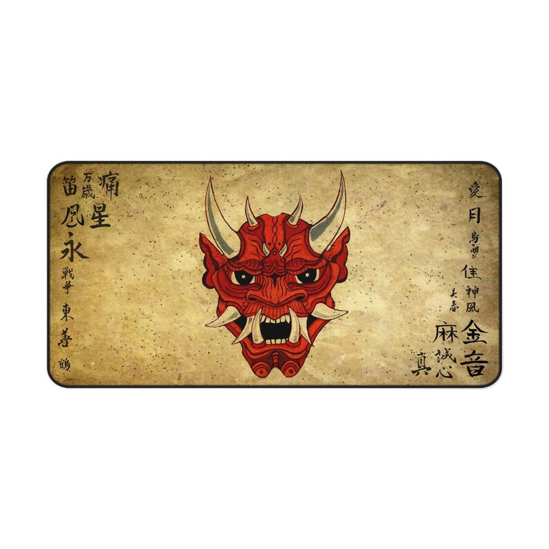 Large Gaming Mouse Pad, Oni Mask Anime Mouse Pad, Samurai Face Mask ...