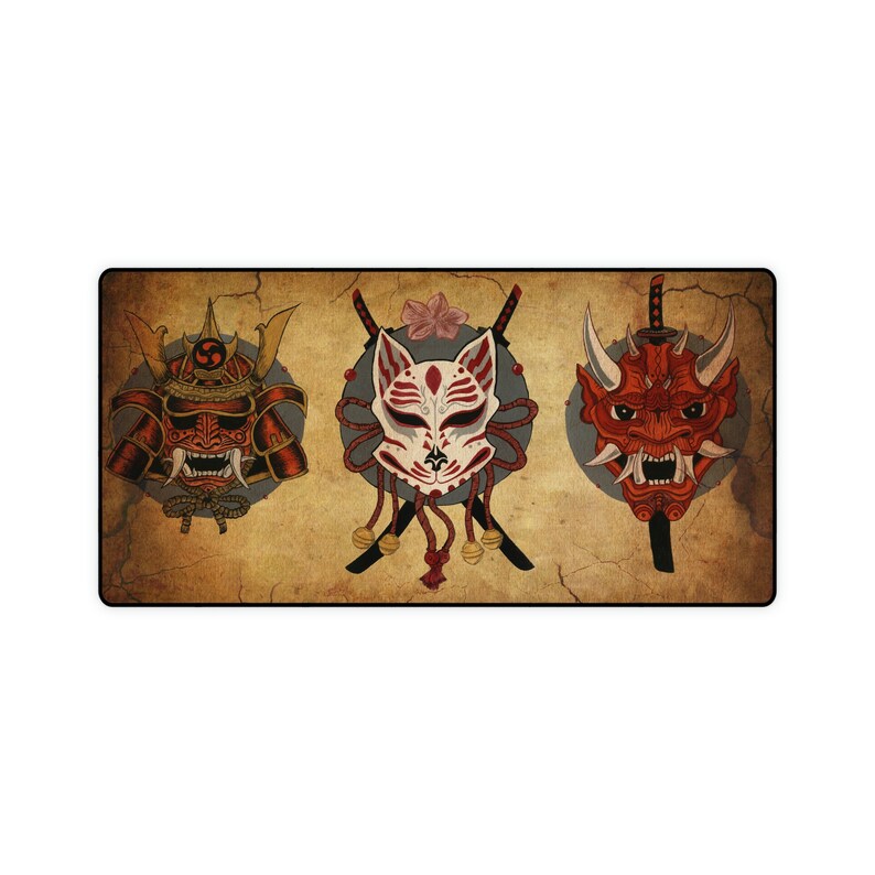 Oni Mask Kitsune Mask Samurai Helmet Large Mouse Pad, Anime Gaming ...