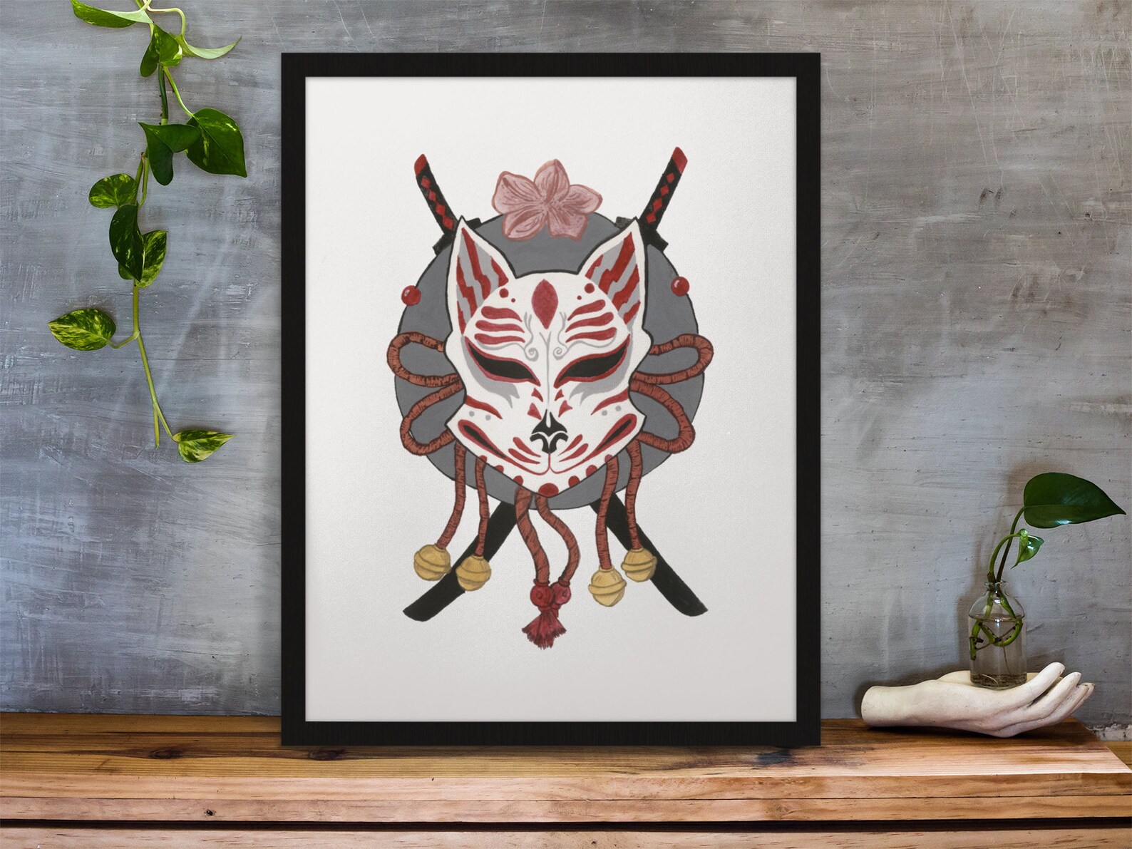 Kitsune Mask Japanese Wall Art Print for Living Room Decor - Etsy