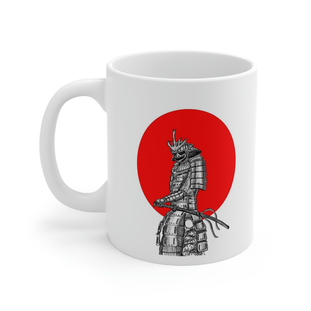Samurai Mask Mug, Samurai Helmet and Face Mask Miniature on the Mug ...