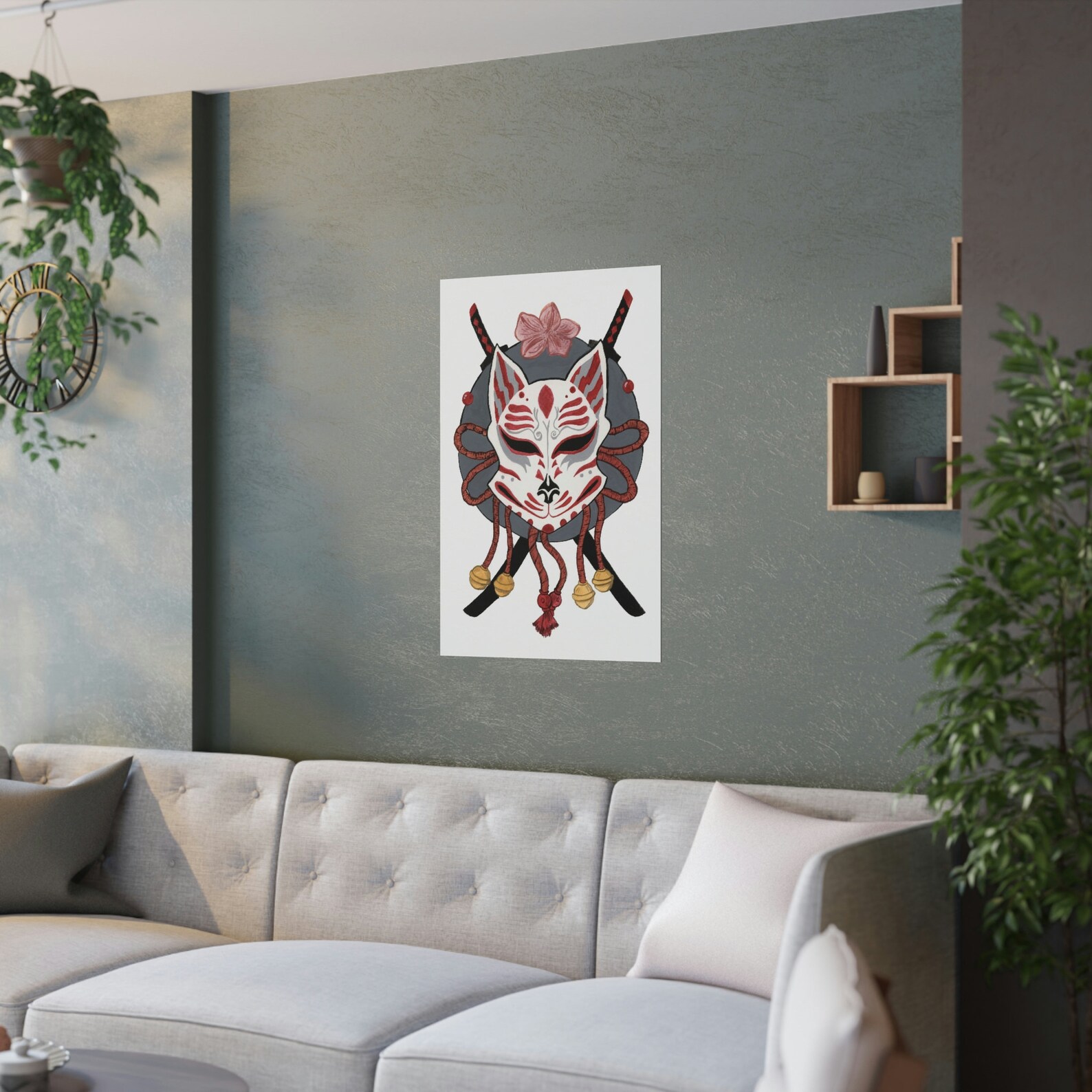 Kitsune Mask Japanese Wall Art Print for Living Room Decor - Etsy