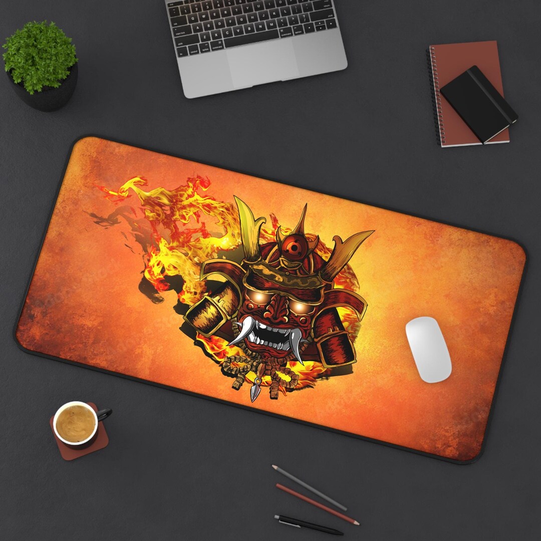 Samurai Helmet Desk Mat, Gaming Mouse Pad, Japan Fan Gift, Large ...