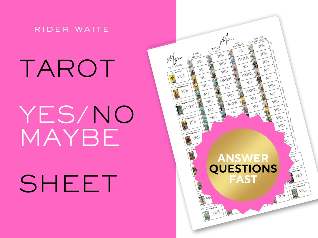 Rider Waite TAROT CHEAT SHEET Yes, No, Maybe - Etsy UK