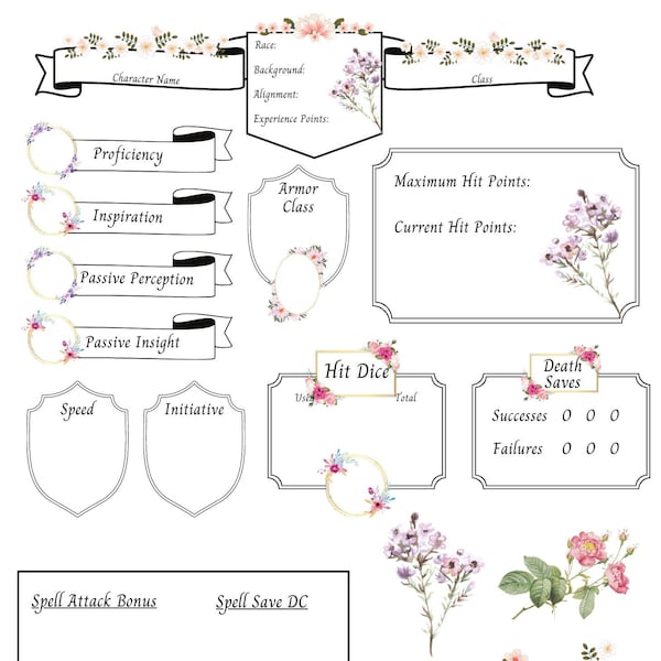 Dnd Character Sheet Flowers - Etsy