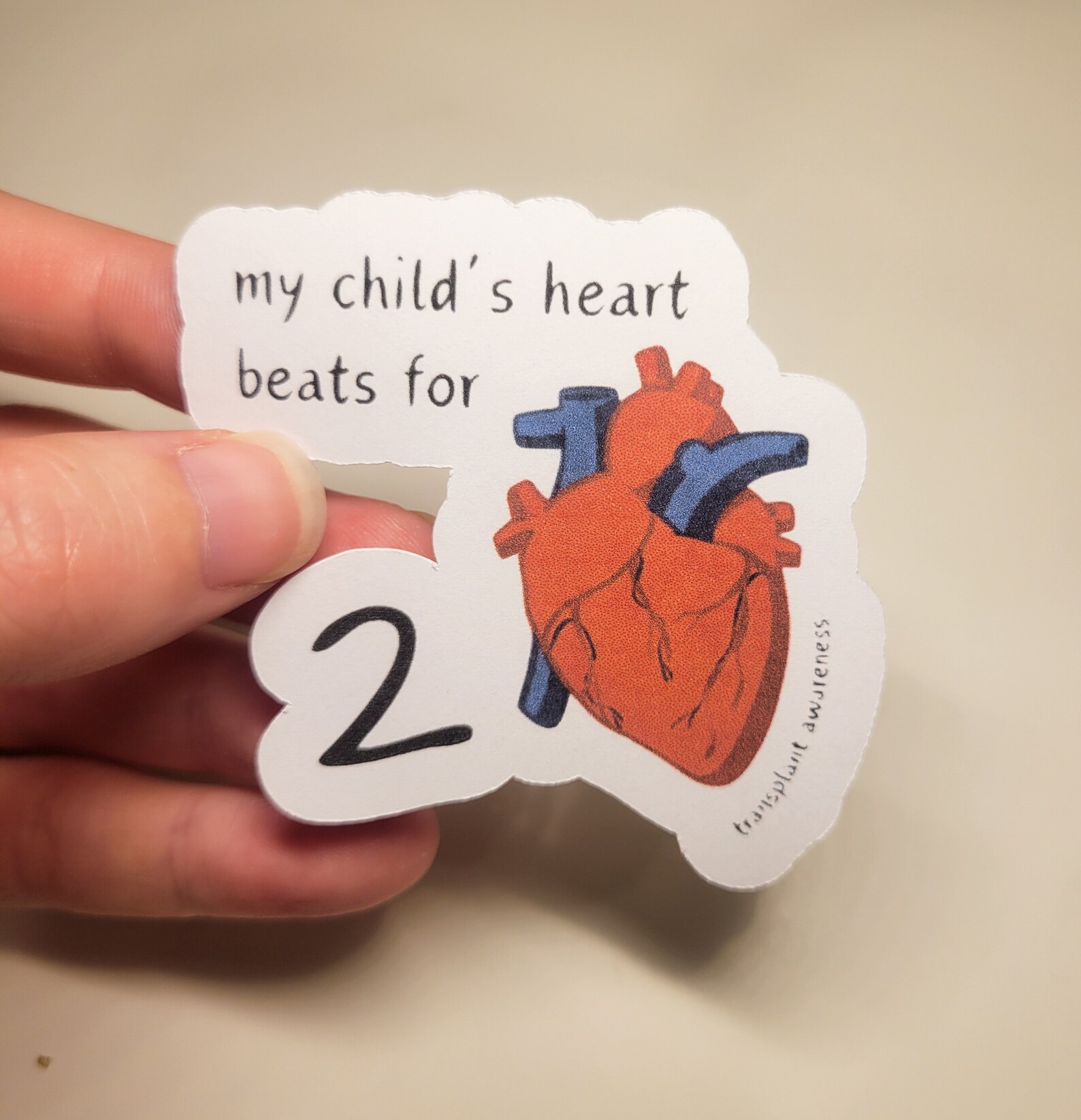 My Child's Heart Beats for Two Sticker Vinyl Paper Heart Transplant ...