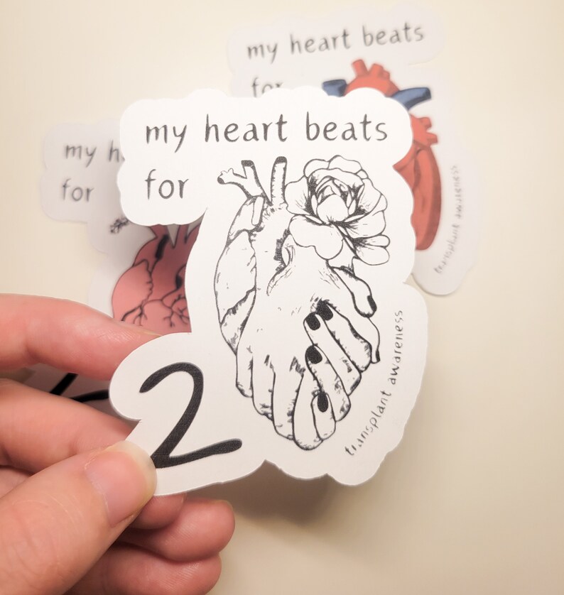My Heart Beats for Two Sticker Vinyl Paper Heart Transplant Awareness ...