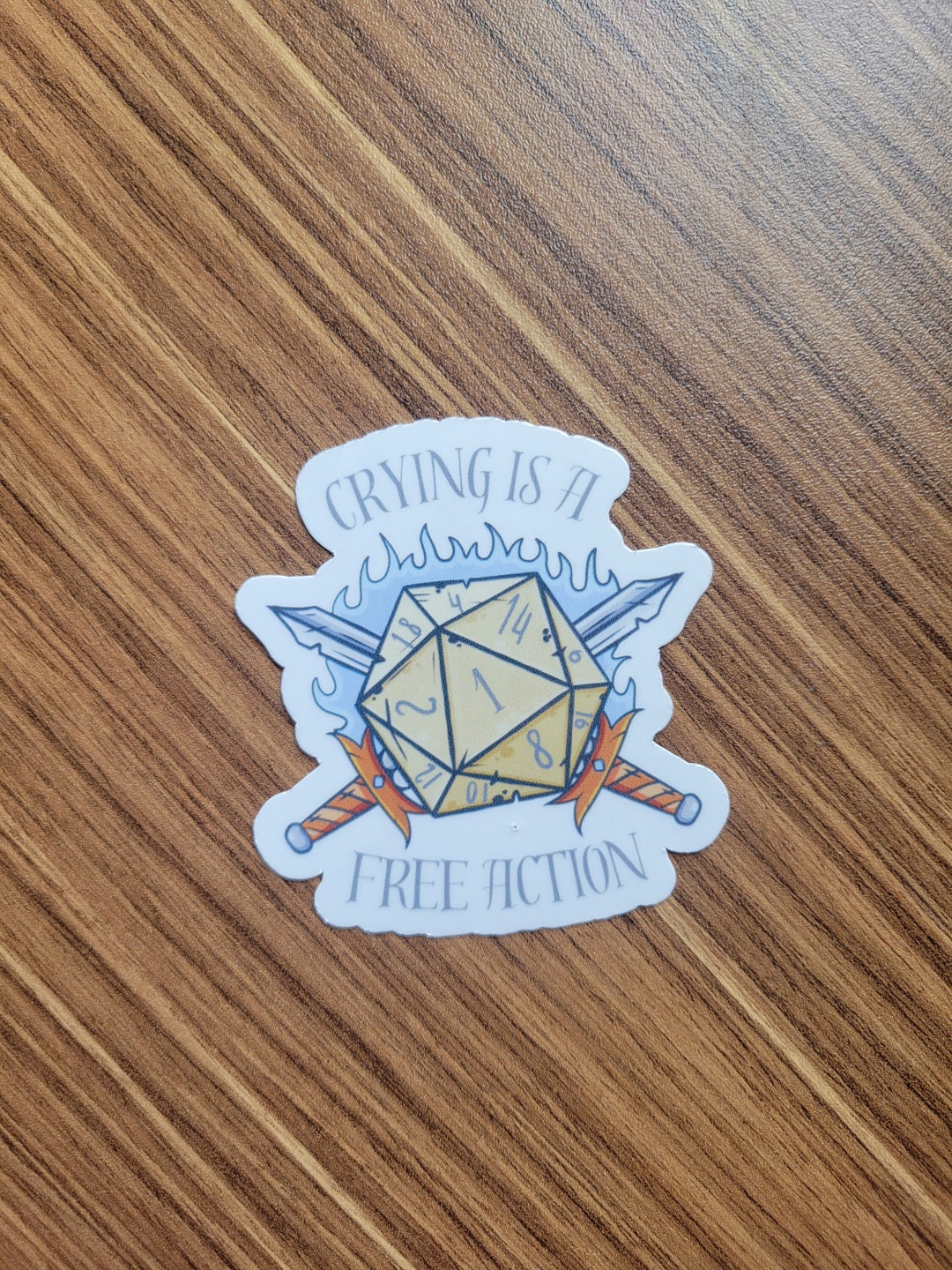 Crying is a Free Action Dungeons and Dragons Sticker Paper or Vinyl ...