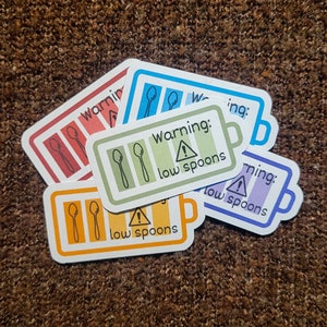Warning Low Spoons Sticker Cute Vinyl or Paper Chronic Illness POTS EDS ...