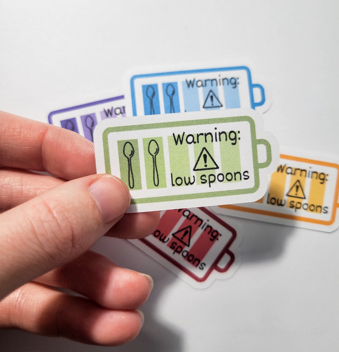 Warning Low Spoons Sticker Cute Vinyl or Paper Chronic Illness POTS EDS ...