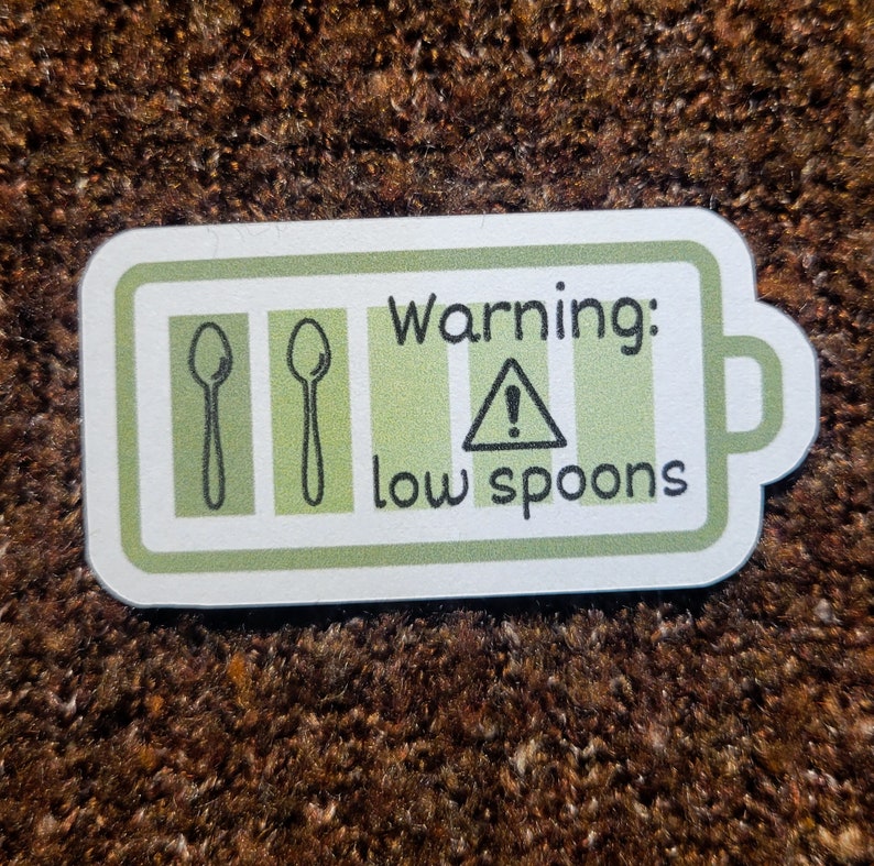 Warning Low Spoons Sticker Cute Vinyl or Paper Chronic Illness - Etsy