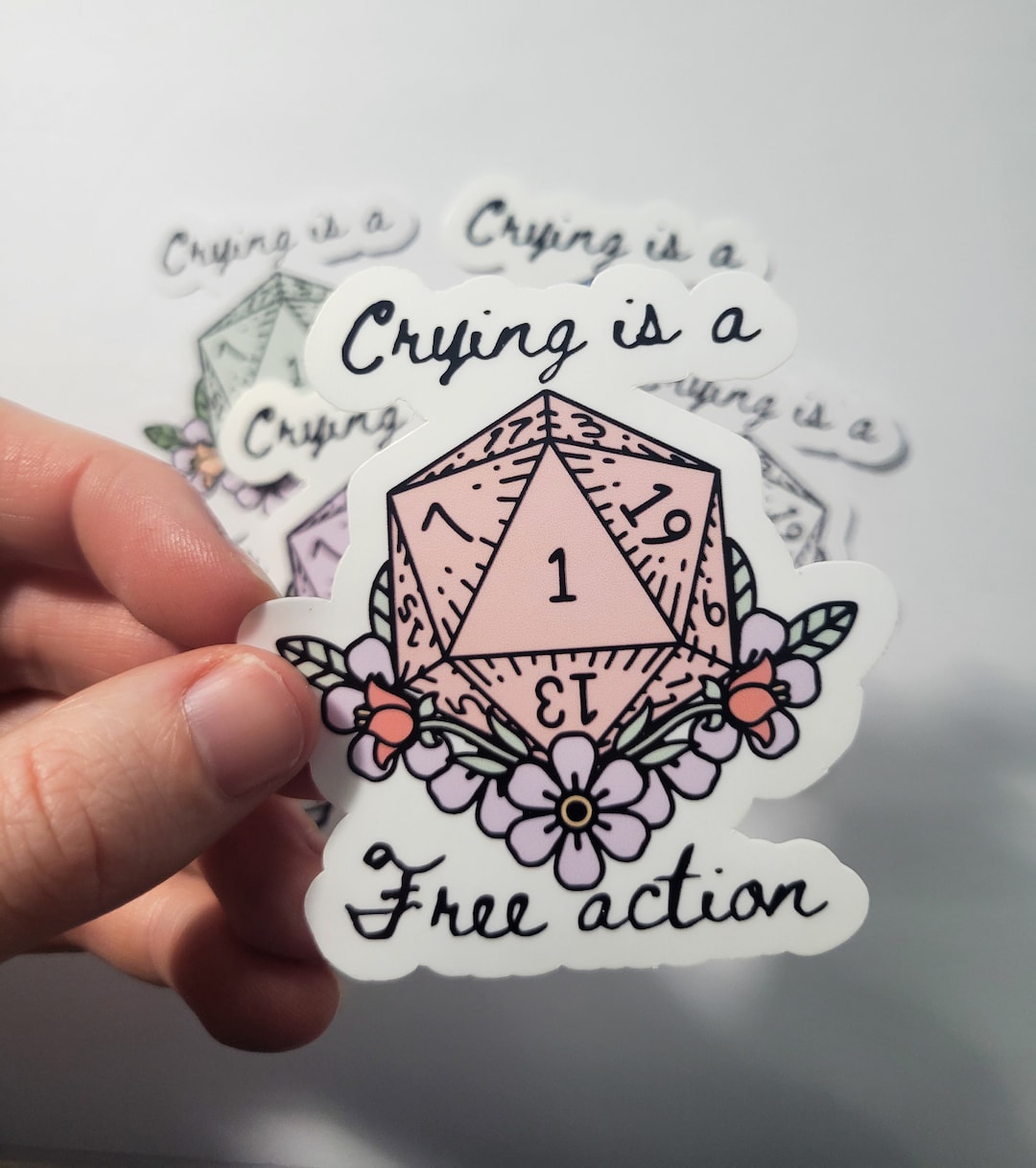 Crying is a Free Action Dungeons and Dragons Sticker Paper or Vinyl ...