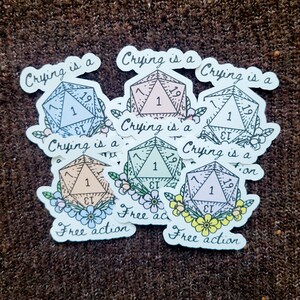 Crying is a Free Action Dungeons and Dragons Sticker Paper or Vinyl ...